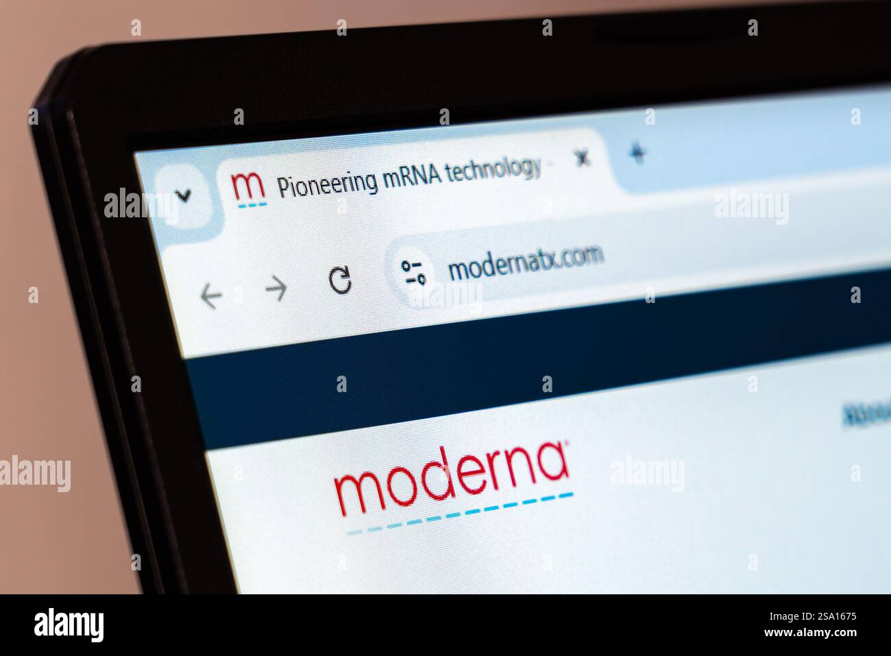 New York, USA - January 26, 2025: Moderna website displayed on a laptop ...