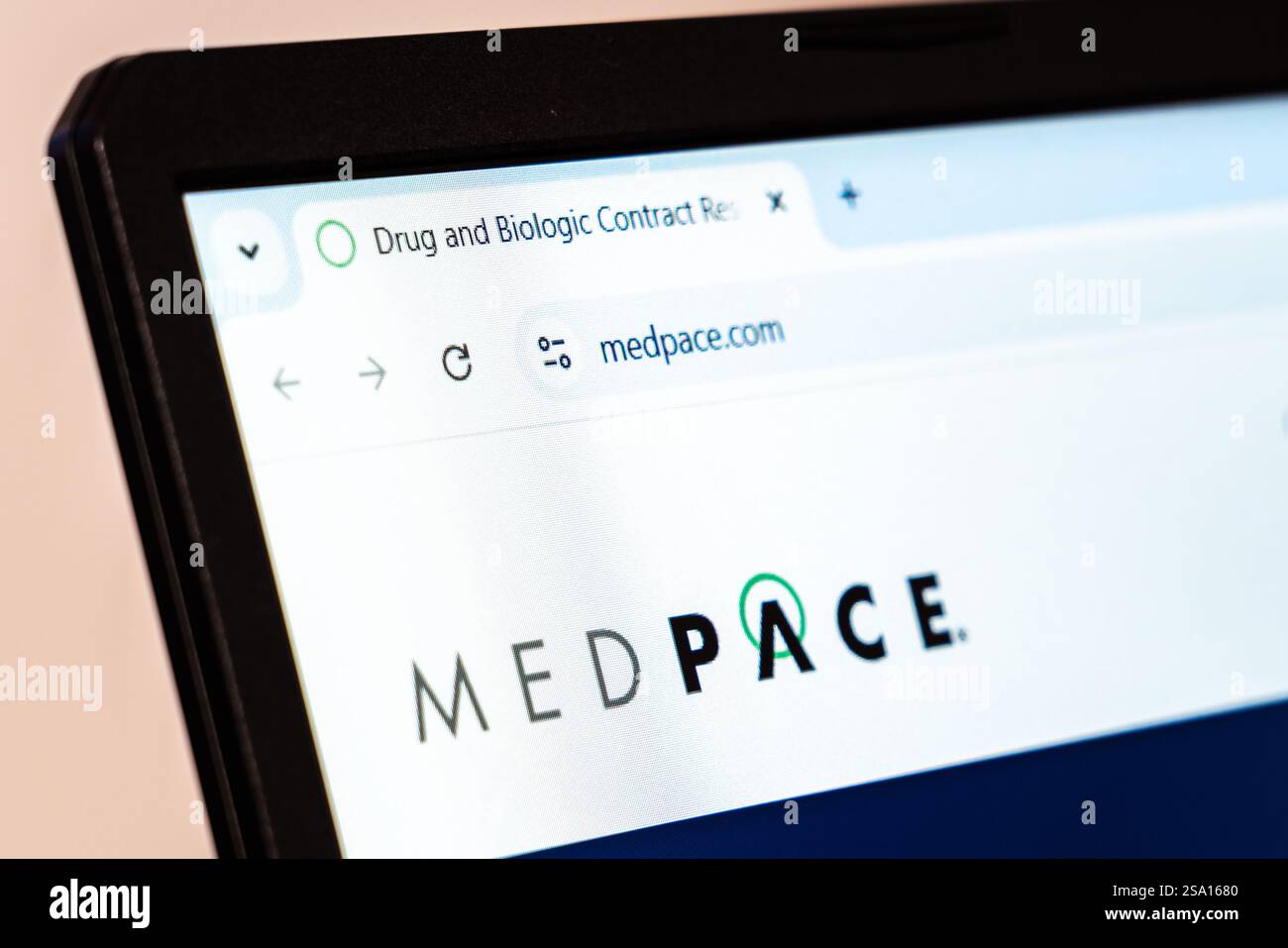 New York, USA - January 26, 2025: Medpace website displayed on a laptop ...