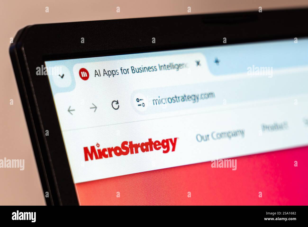 New York, USA - January 26, 2025: MicroStrategy website displayed on a ...