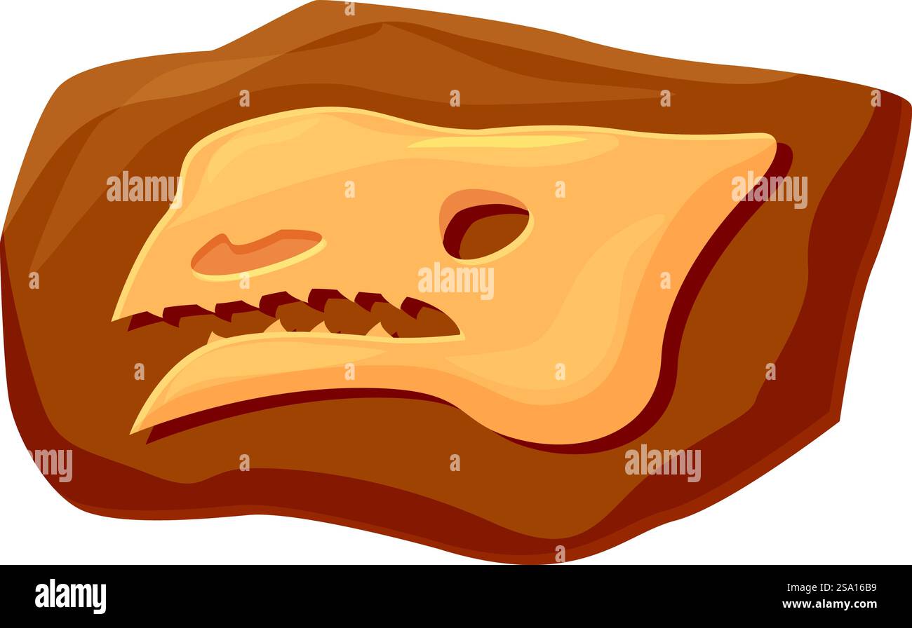 Skeleton dinosaur icon cartoon vector. Bone mud layer. Museum land ...