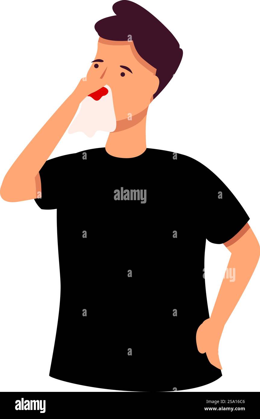Nosebleed boy icon cartoon vector. Nose face problem. Body sweat ...