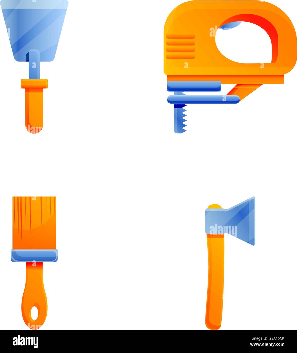 Working tool icons set cartoon vector. Various tool for construction ...