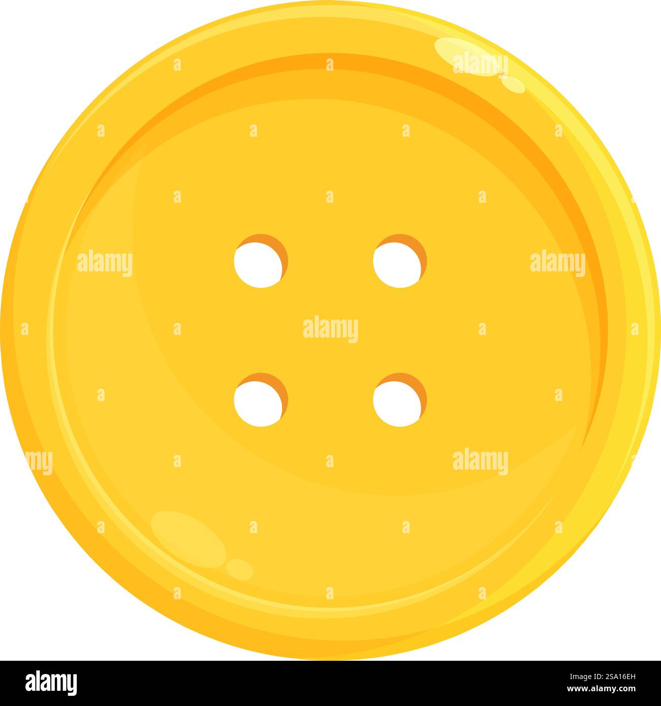 Yellow color button icon cartoon vector. Style art plastic. Metal dress ...
