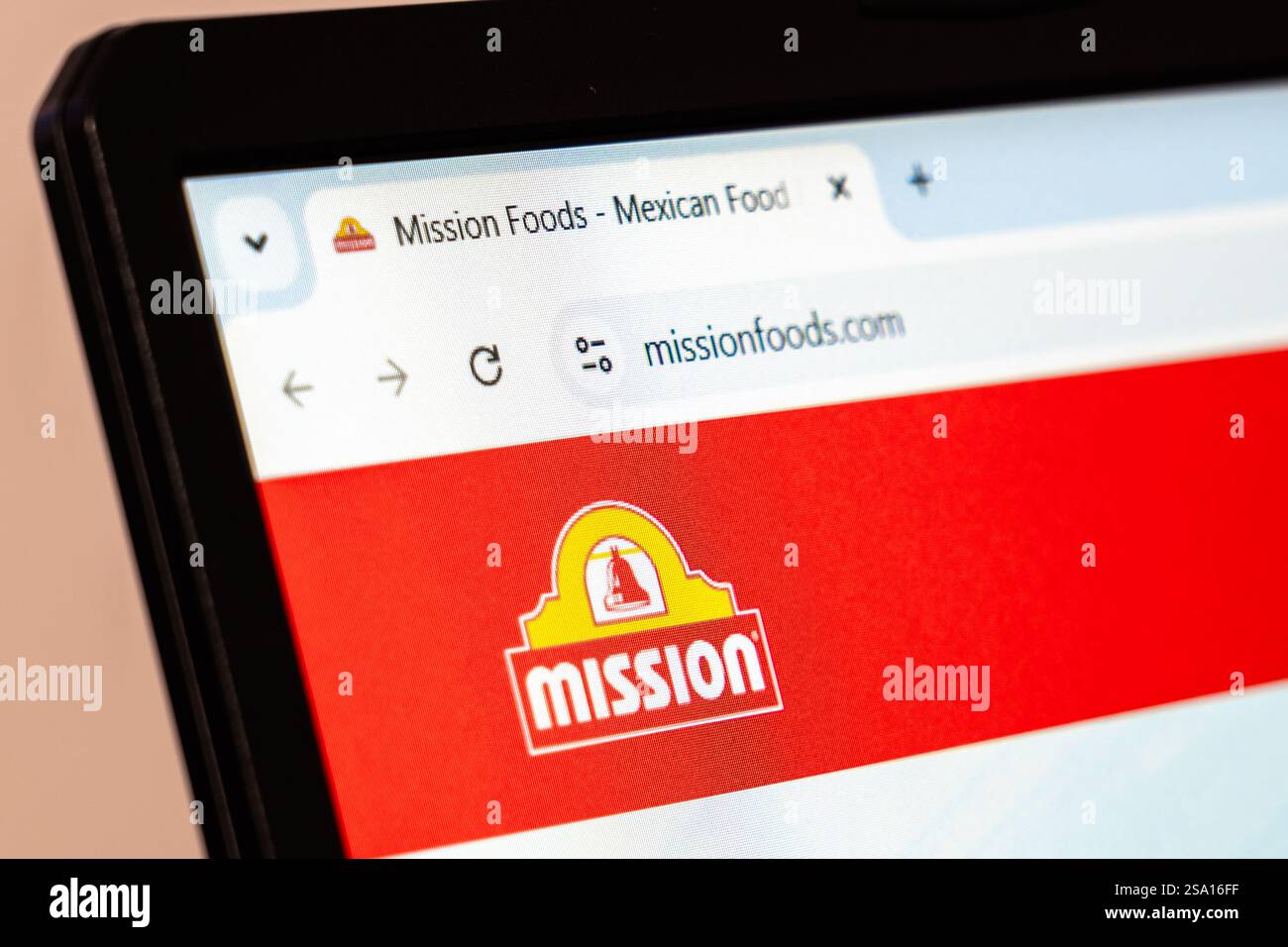 New York, USA - January 26, 2025: Mission Foods website displayed on a ...