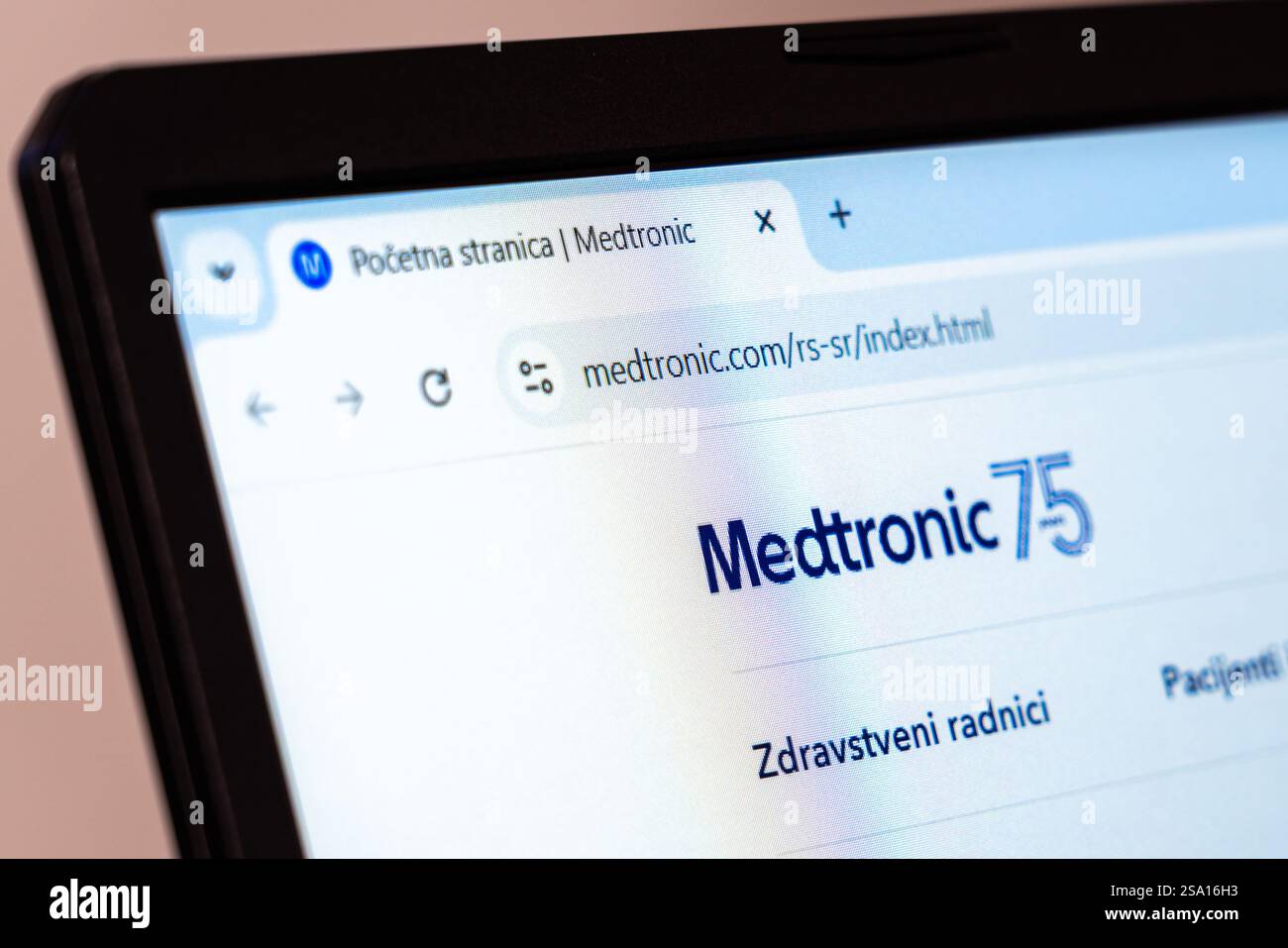 New York, USA - January 26, 2025: Medtronic website displayed on a ...
