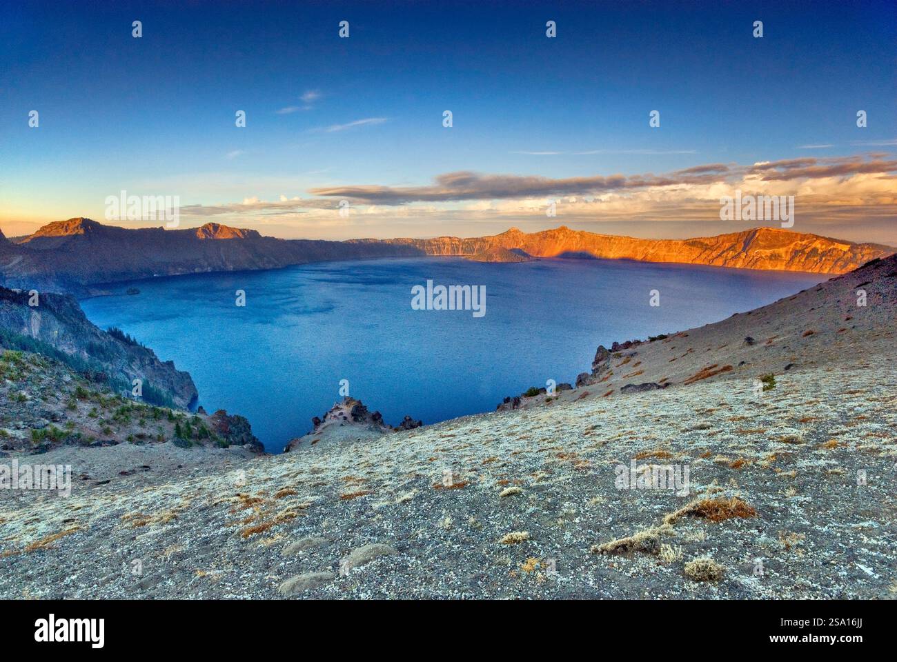 Crater Lake seen at sunrise from Cloudcap Overlook on East Rim Drive at ...