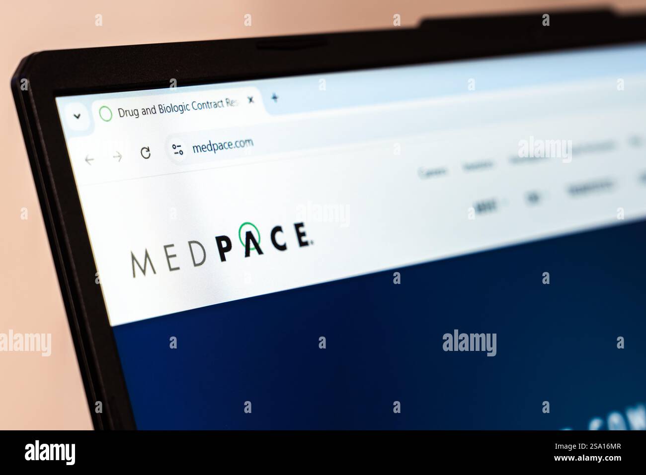 New York, USA - January 26, 2025: Medpace website displayed on a laptop ...