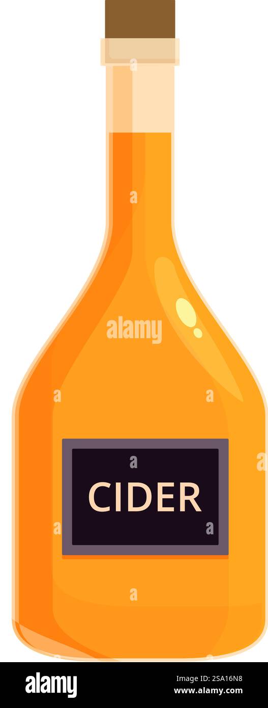 Apple cider glass bottle icon cartoon vector. Season natural. Barrel ...