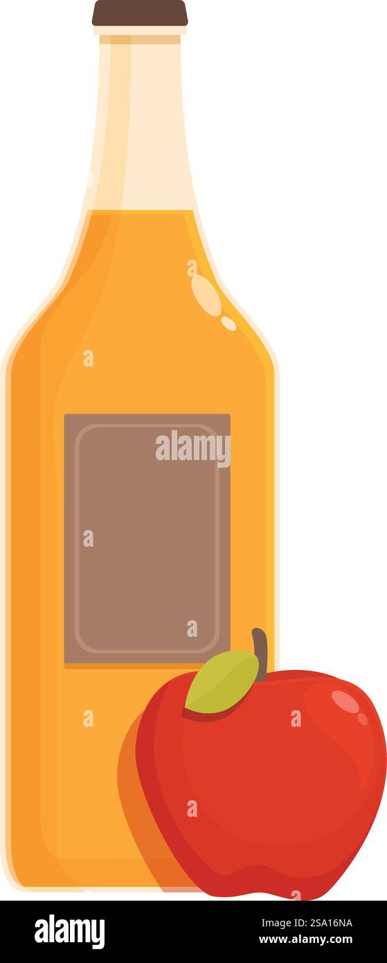 Apple cider bottle icon cartoon vector. Cask warm. Cooking nature ...