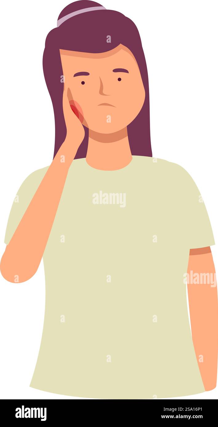 Cute female toothache icon cartoon vector. Cheek oral problem. Jaw sick ...