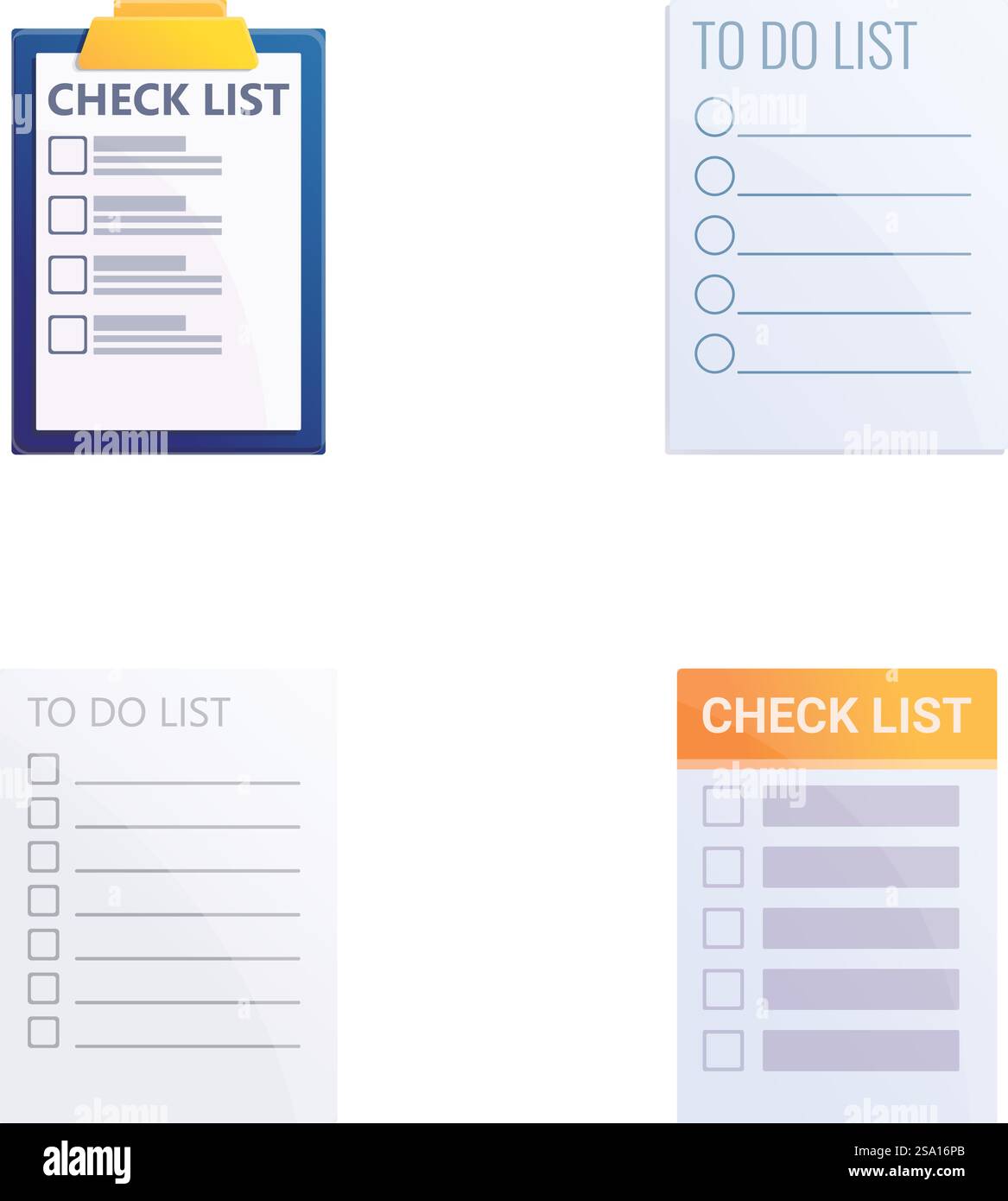 Check list icons set cartoon vector. Daily check list. Planning and ...