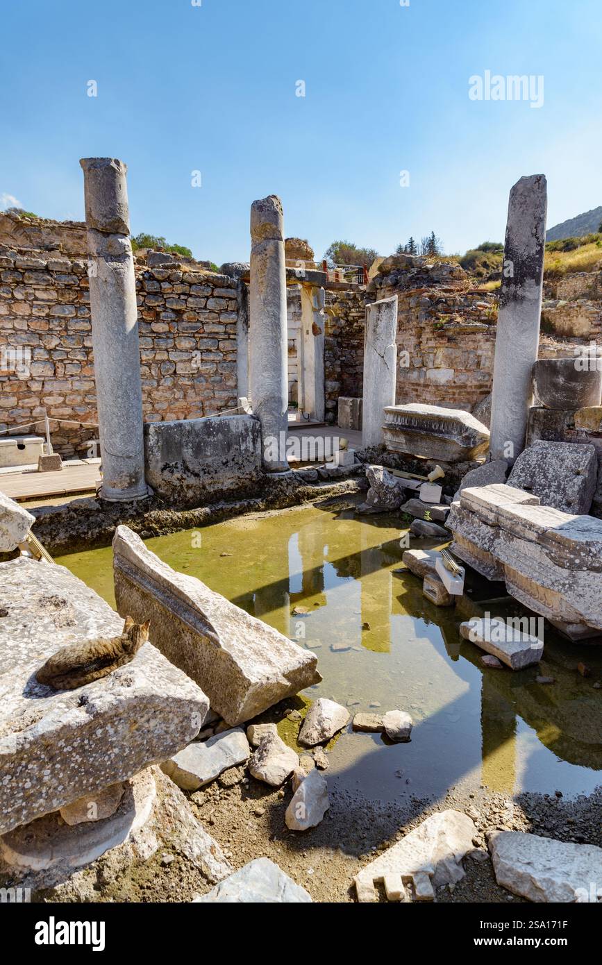 Scenic ruins of the latrines of Ephesus (Efes) at Turkey Stock Photo ...