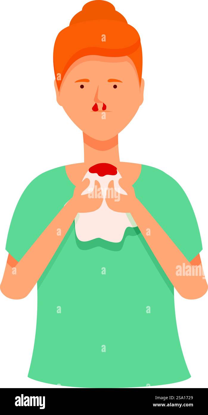 Nosebleed patient icon cartoon vector. Medical face. Nose disease ...