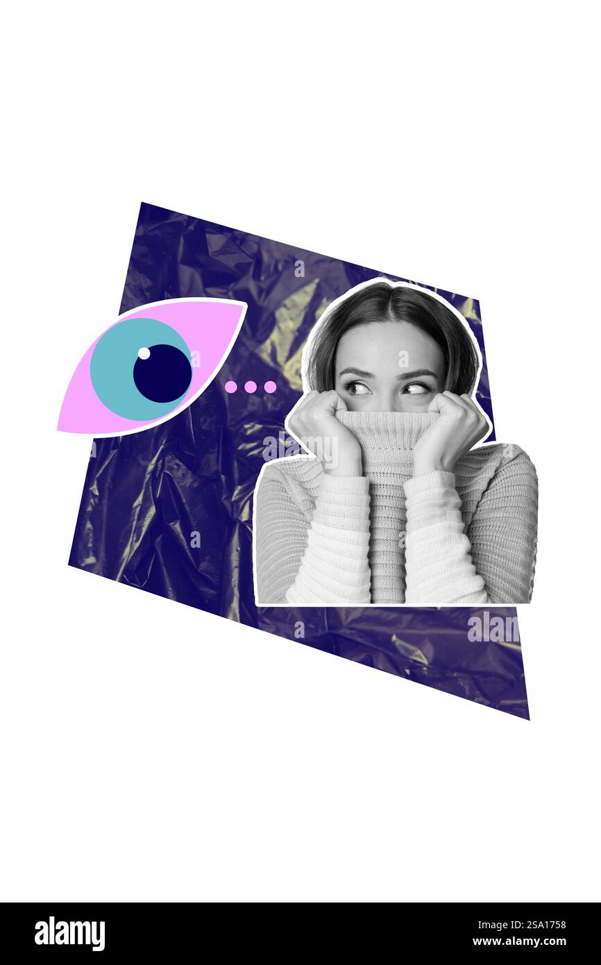 3D collage trend artwork composite sketch poster of escape focus peek ...