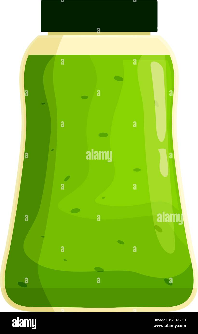 Pesto sauce bottle plastic icon cartoon vector. Italian mixed food ...