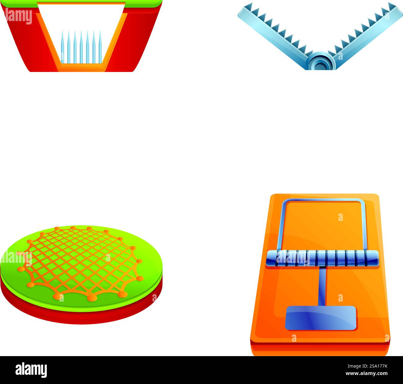 Animal trap icons set cartoon vector. Various type of animal trap ...