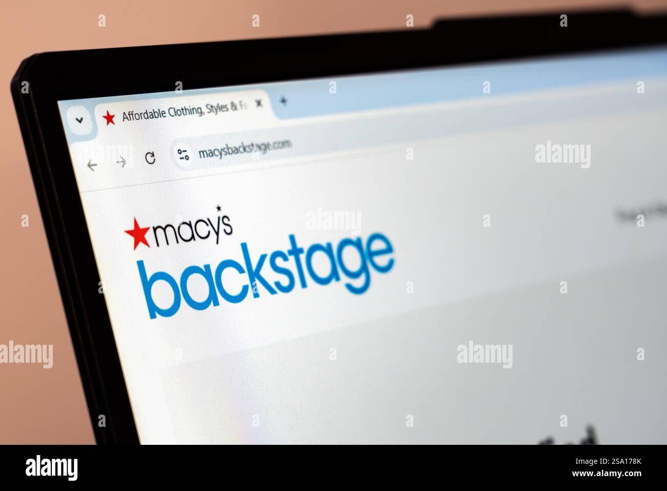 New York, USA - January 26, 2025: Macys Backstage website displayed on ...