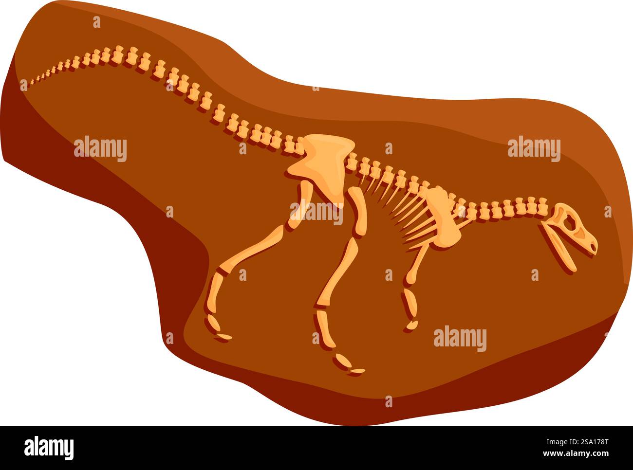 Big dinosaur fossil icon cartoon vector. Layer mud. Bone stone ...