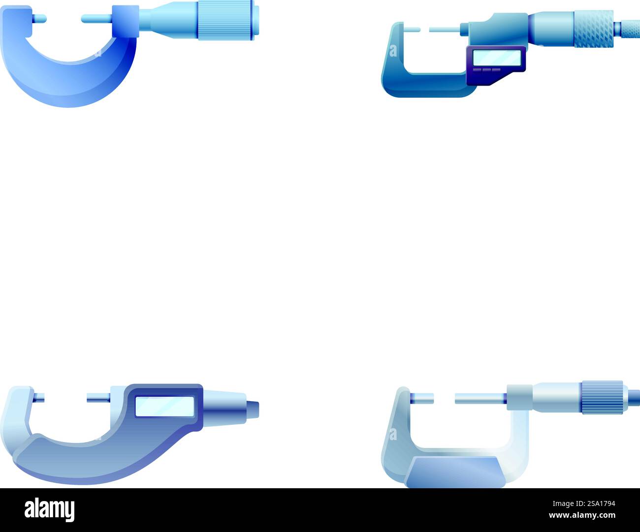 Micrometer icons set cartoon vector. Various type of micrometer ...