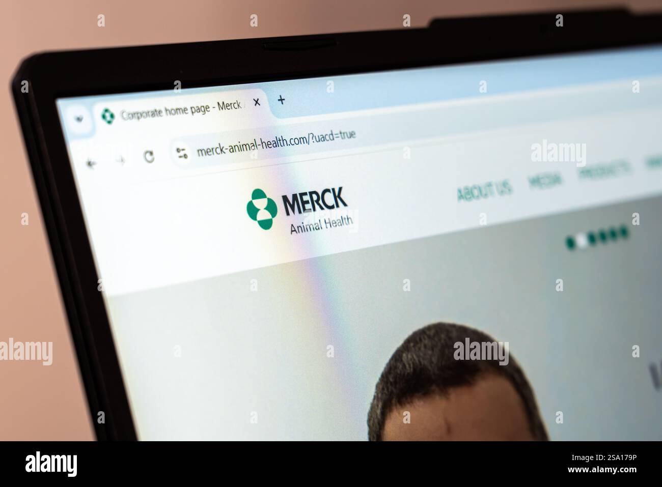 New York, USA - January 26, 2025: Merck Animal Health website displayed ...