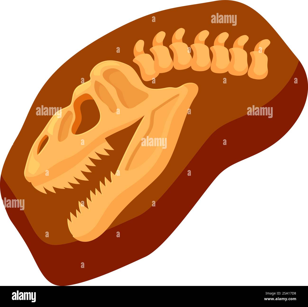 Head dino fossil icon cartoon vector. Soil mud layer. Biology museum ...