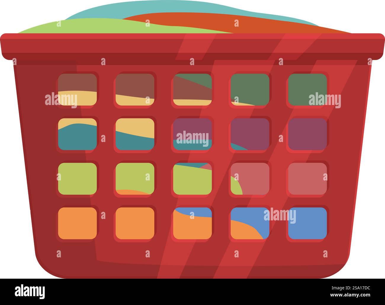 Red laundry basket icon cartoon vector. Washing cleaner. Textile child ...