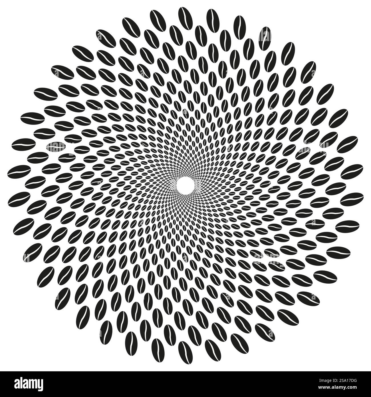 Circular coffee seeds. Repeating bean pattern. Rotating seed design. Vector abstract art Stock ...