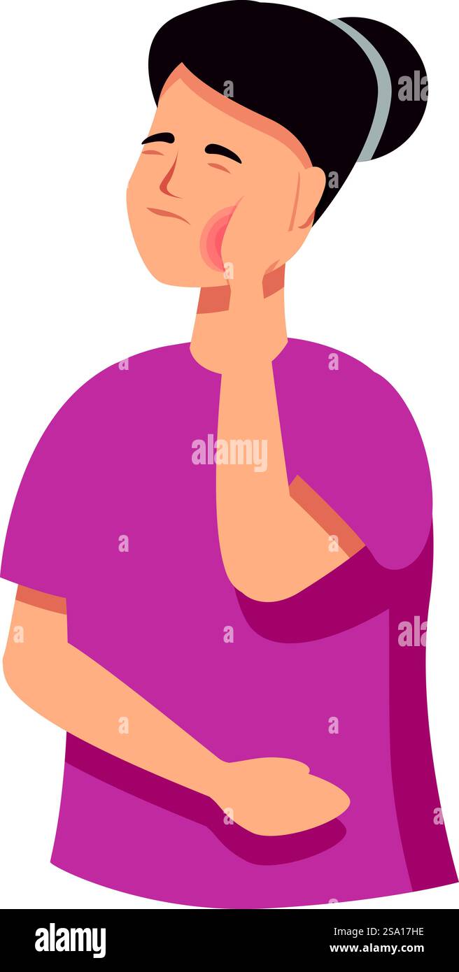 Hurt tooth kid icon cartoon vector. Face oral problem. Jaw caries. Hurt ...