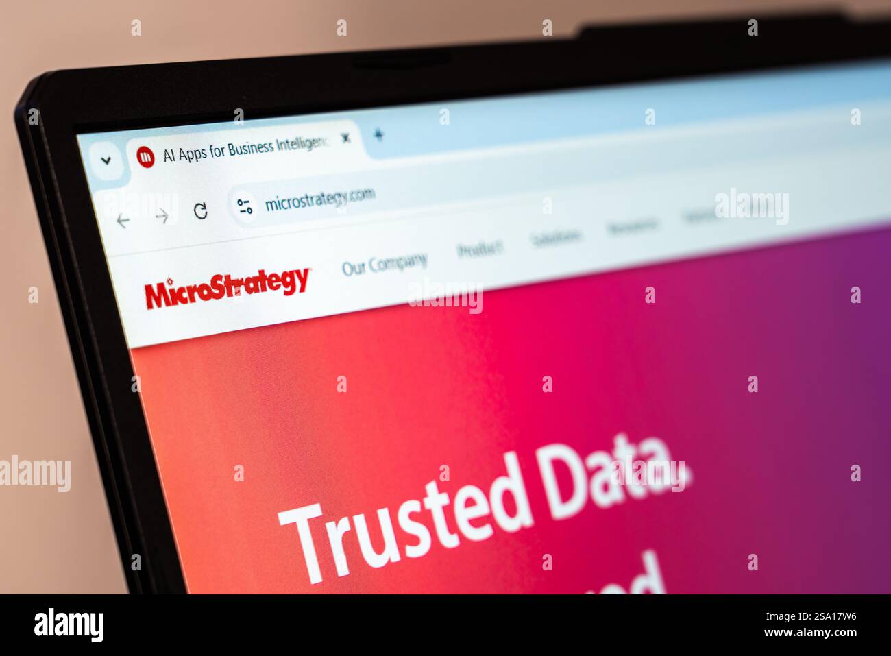 New York, USA - January 26, 2025: MicroStrategy website displayed on a ...