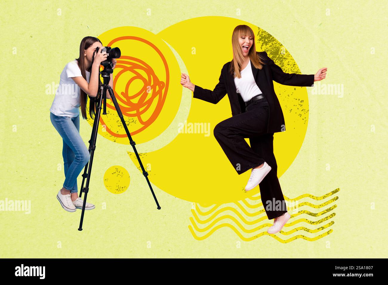 Creative photo collage trend artwork template of journalist capture ...