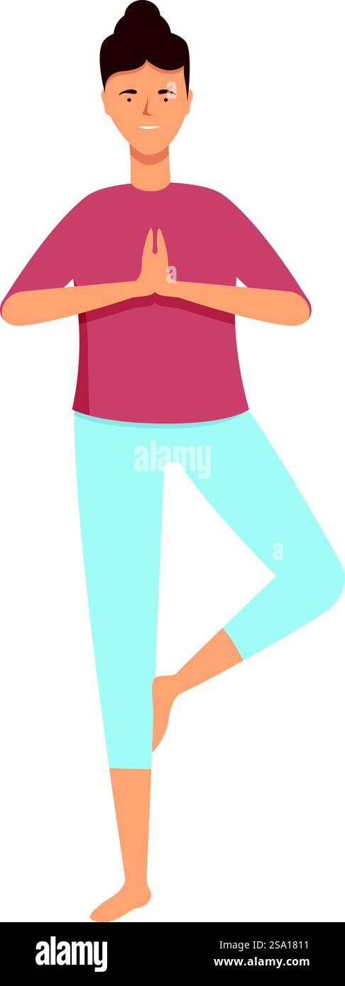 Girl practice pilates icon cartoon vector. After school sport training ...
