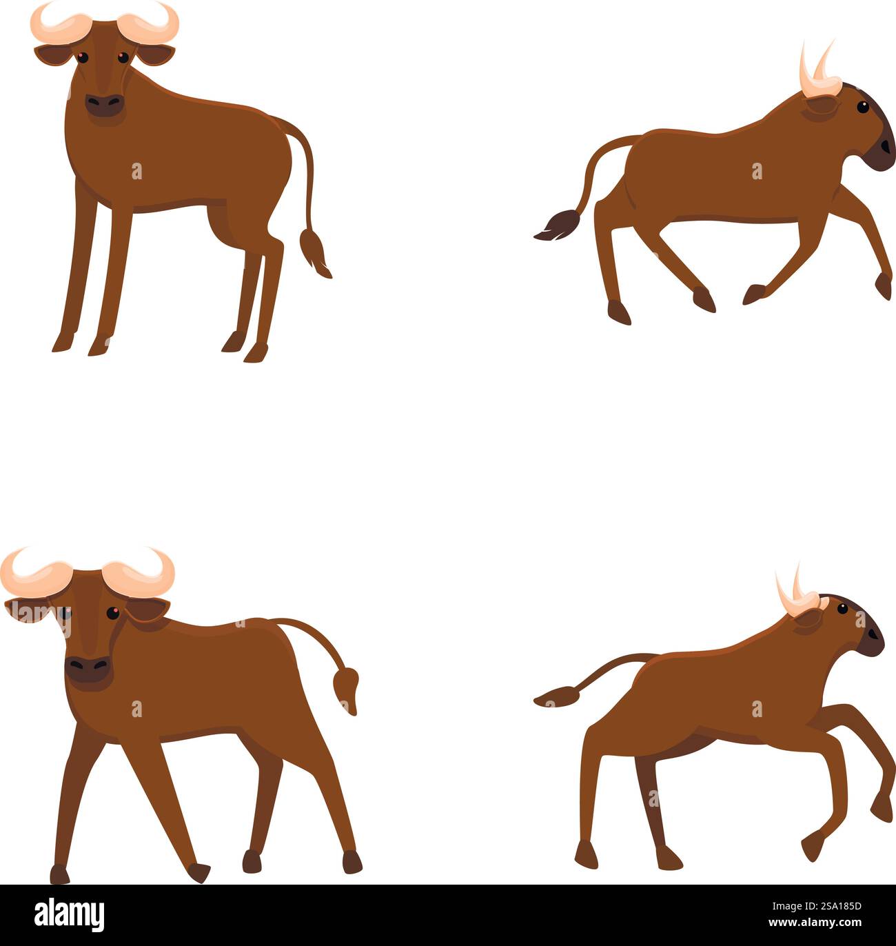 African buffalo icons set cartoon vector. Cartoon buffalo animal ...