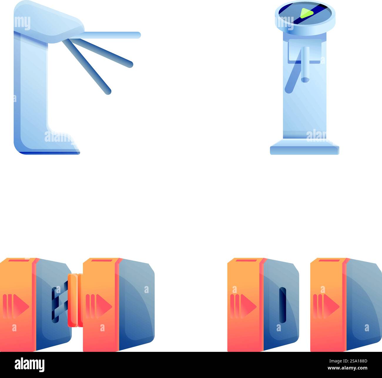 Automatic turnstile icons set cartoon vector. Modern automatic ...