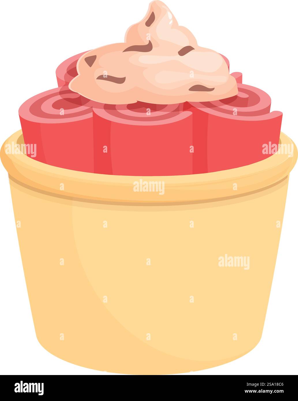 Sweet asian food icon cartoon vector. Ice cream roll. Asian candy food ...