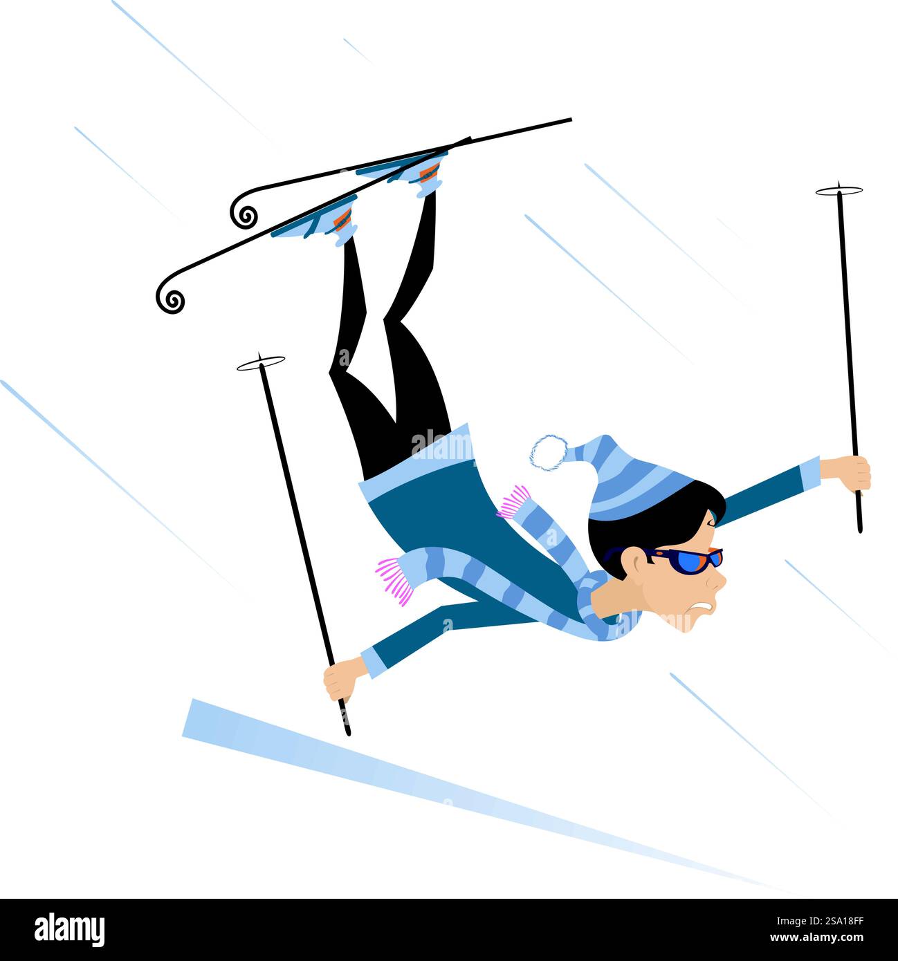 Winter sport. Falling down skier woman. Skiing girl. Isolated on white ...