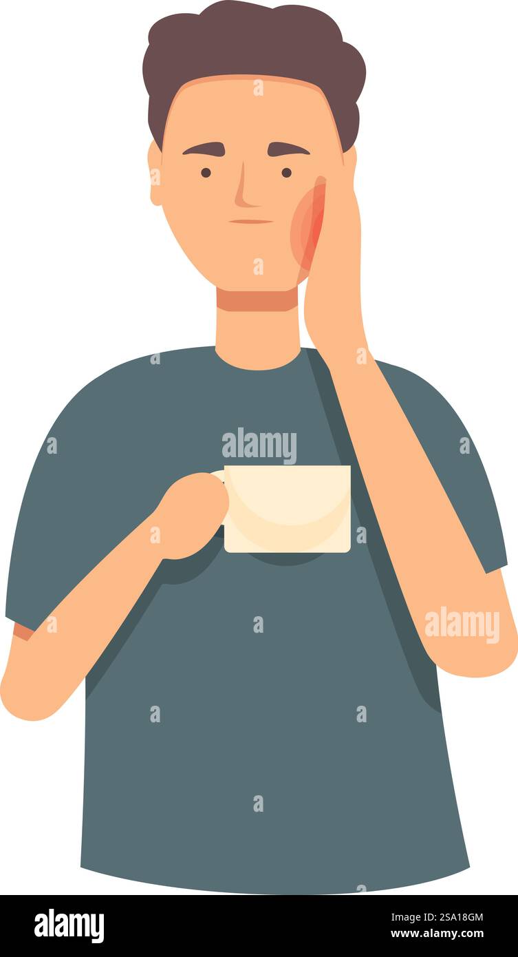 Morning boy toothache icon cartoon vector. Dentistry sick caries ...