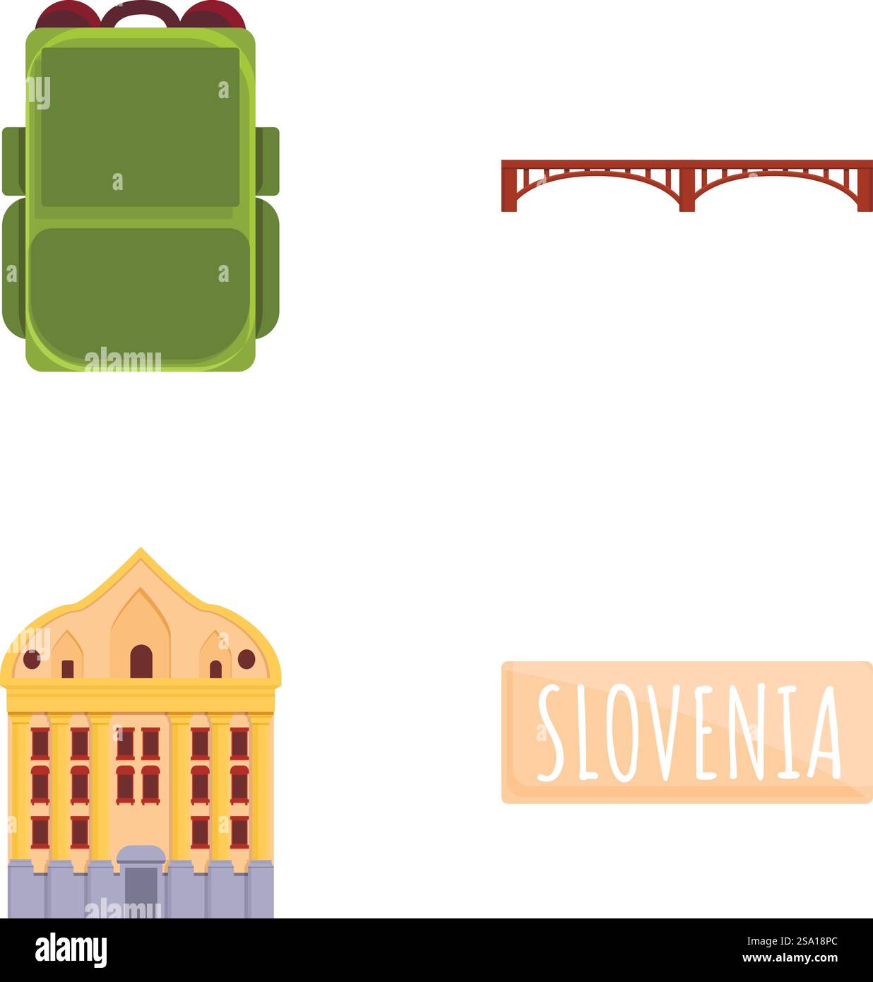 Slovenia icons set cartoon vector. Travel element with nature and ...