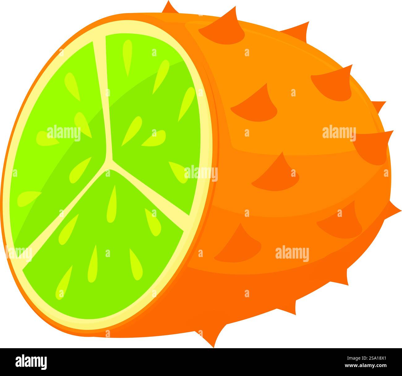 Spike half kiwano icon cartoon vector. Summer leaf tree. Plant orange ...