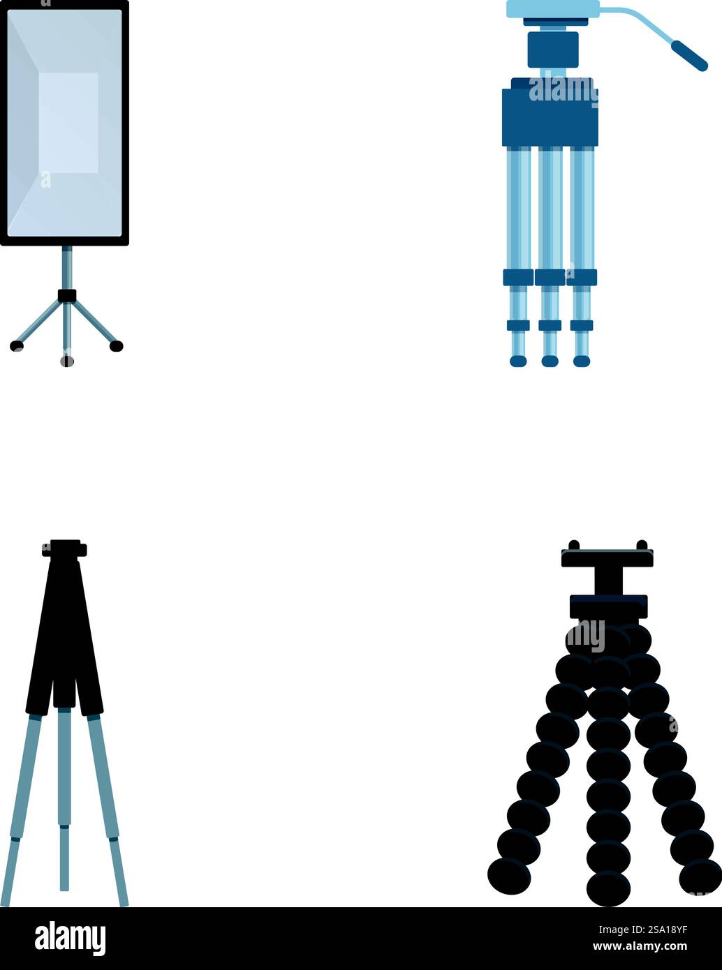 Tripod icons set cartoon vector. Various type of tripod. Professional ...