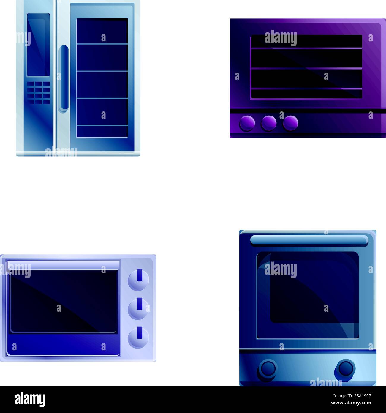 Modern stove icons set cartoon vector. Various type of modern oven ...