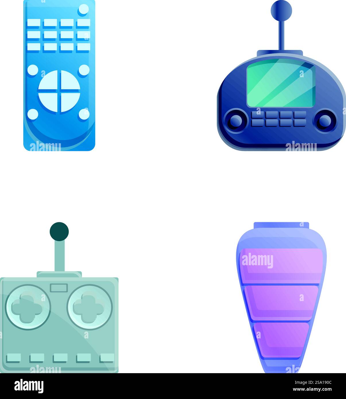 Remote control icons set cartoon vector. Various type push button ...