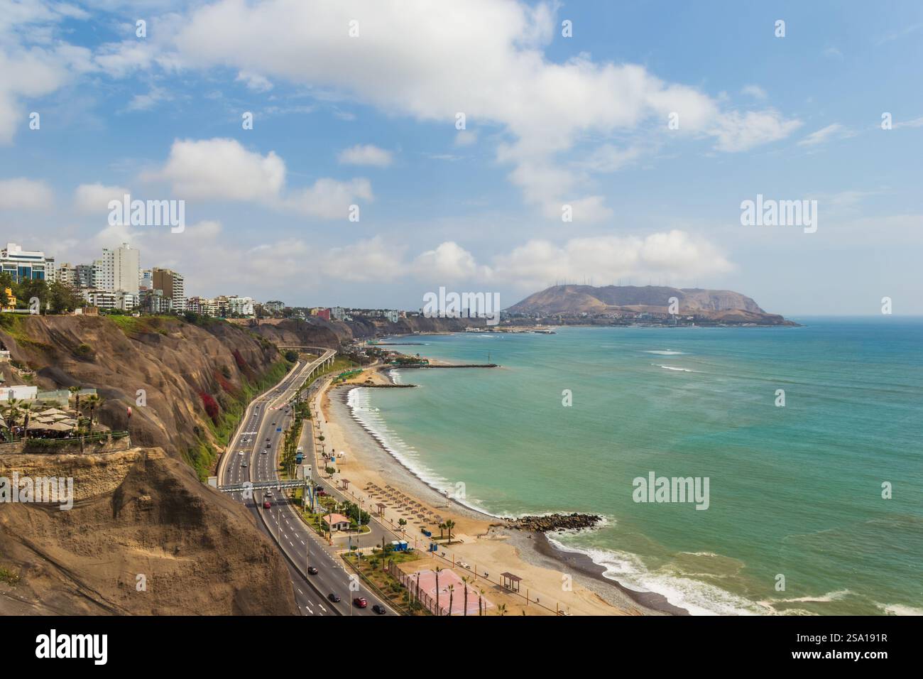 Sunny day at Coastline in Miraflores District - Lima, Peru Stock Photo ...