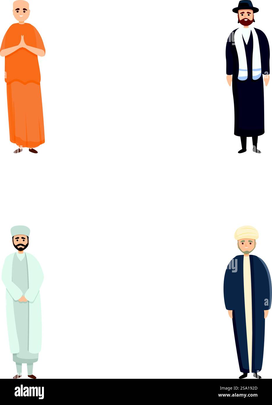 Religion people icons set cartoon vector. Various religious church ...