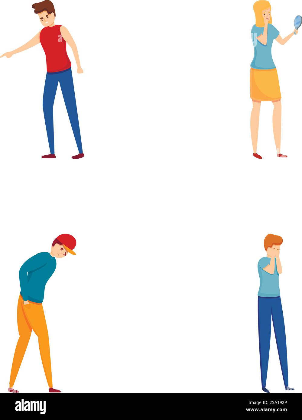 Upset people icons set cartoon vector. Upset or sad male and female ...