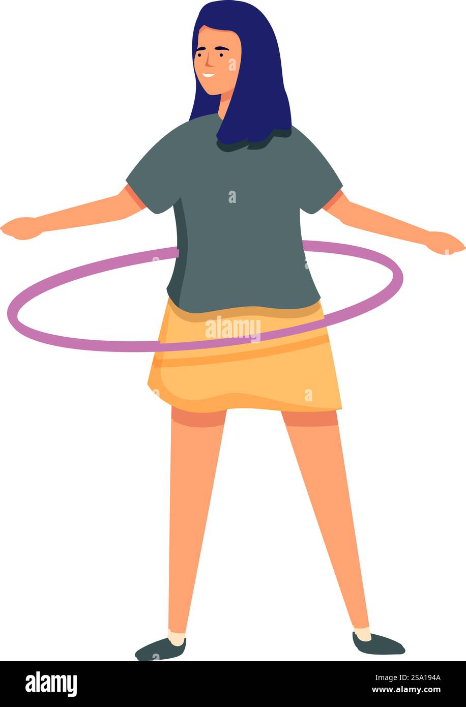 Girl circle play icon cartoon vector. Movement activity. After school ...