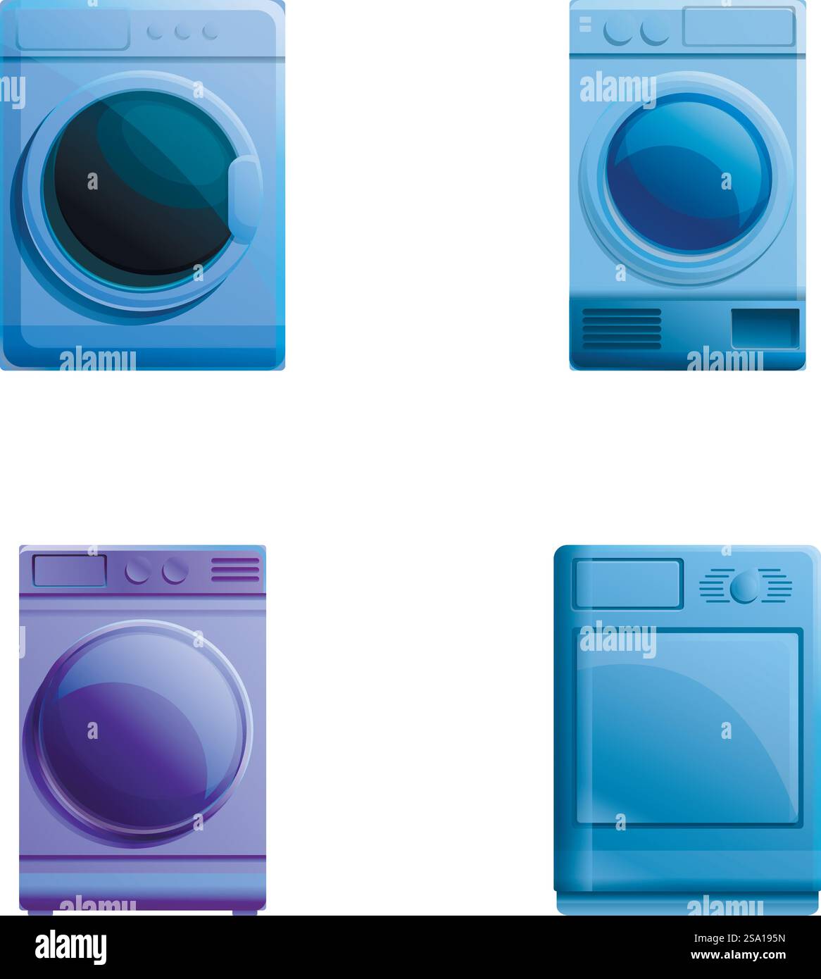 Washing machine icons set cartoon vector. Front loading washing or ...