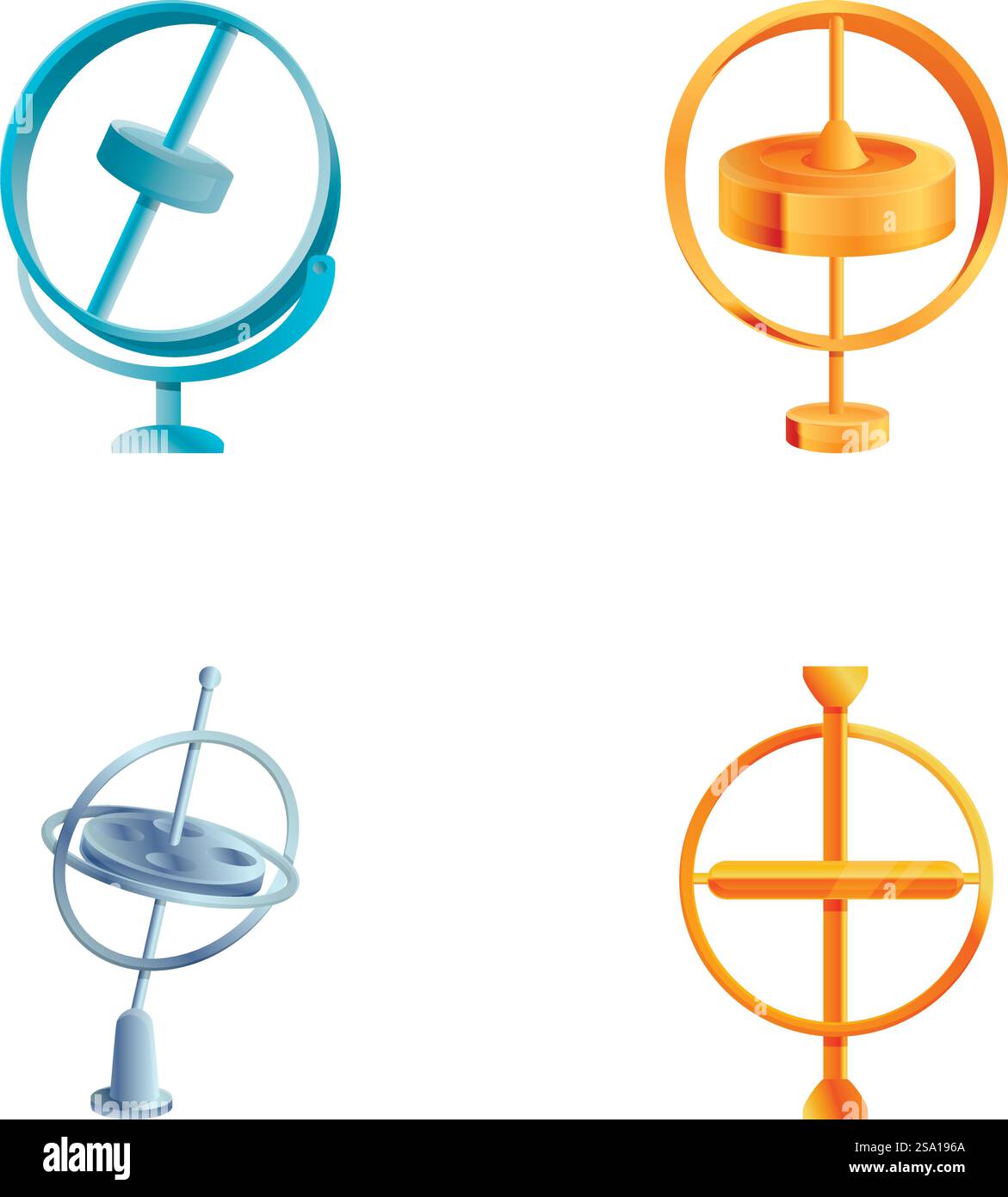 Gyroscope tool icons set cartoon vector. Various gyroscope with ...