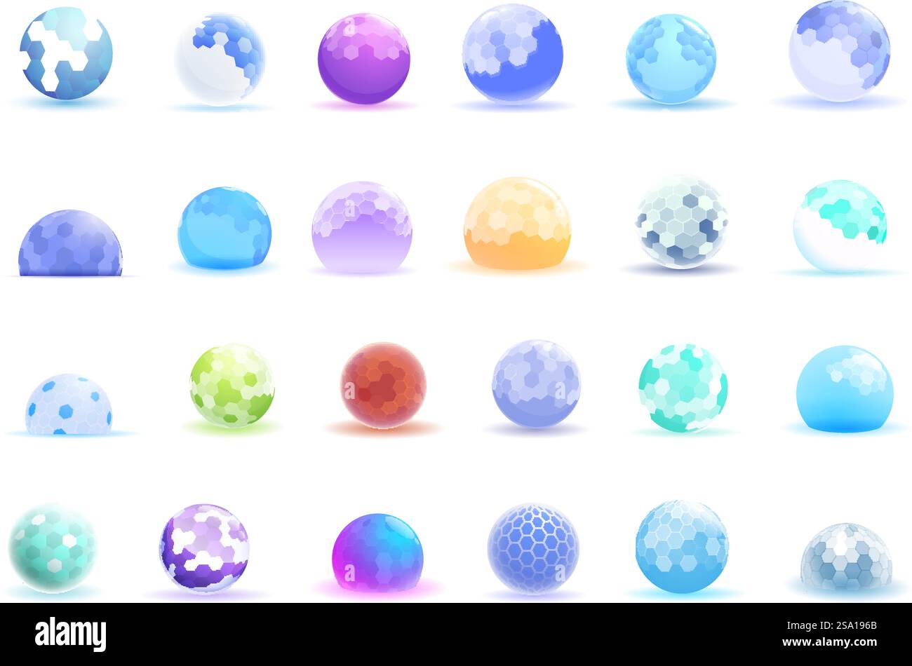 Sphere shield icons set cartoon vector. Modern tech. Dome energy ...