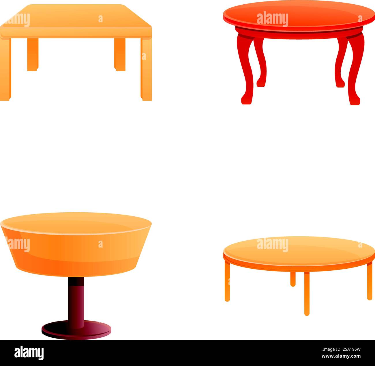 Table icons set cartoon vector. Table of various shape and material ...