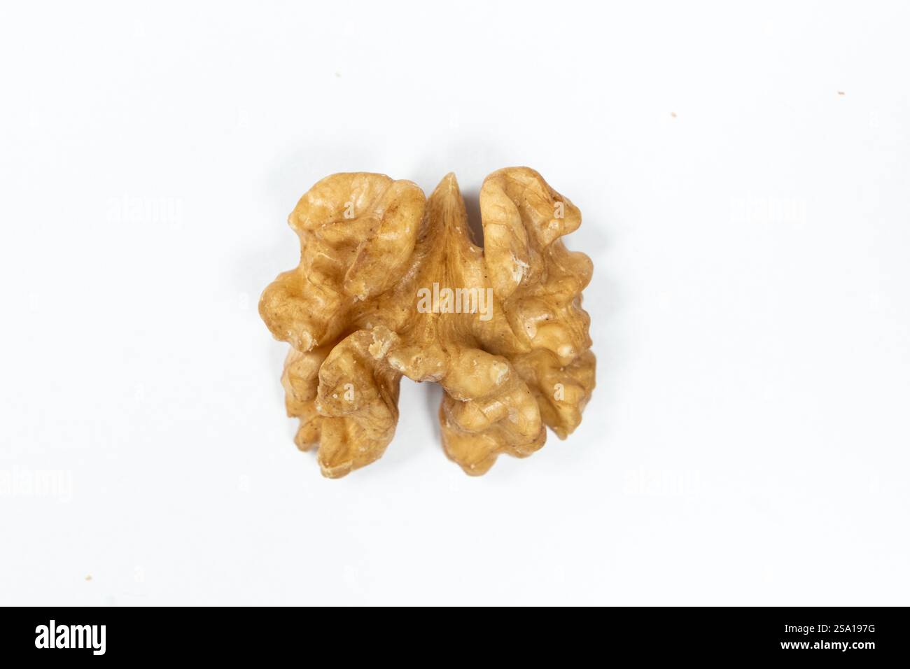 Macro peeled walnut, kernel, white isolate background, top view Stock ...